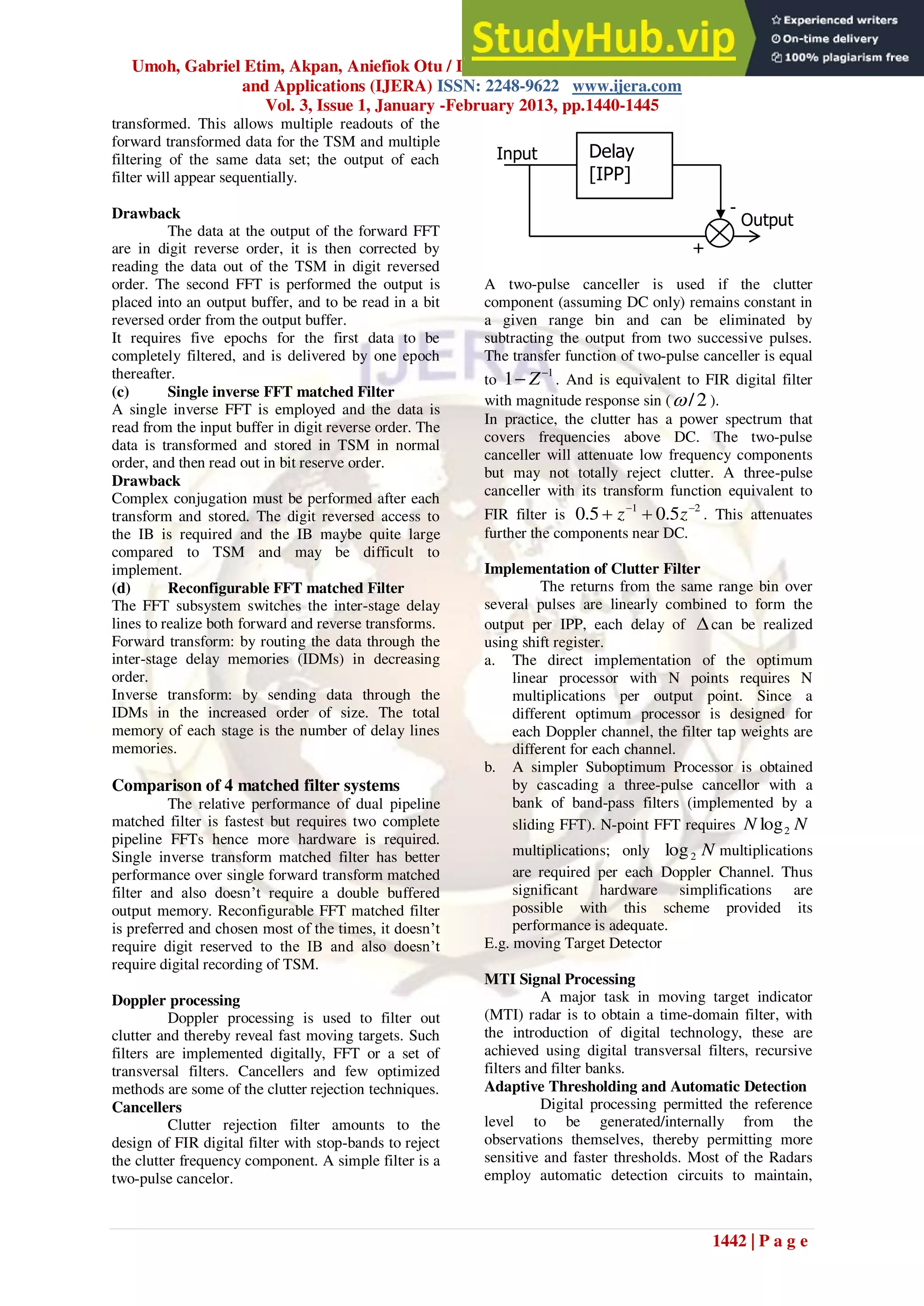 Application Of Digital Signal Processing In Radar Signals | PDF | Digital Audio | Computer ...