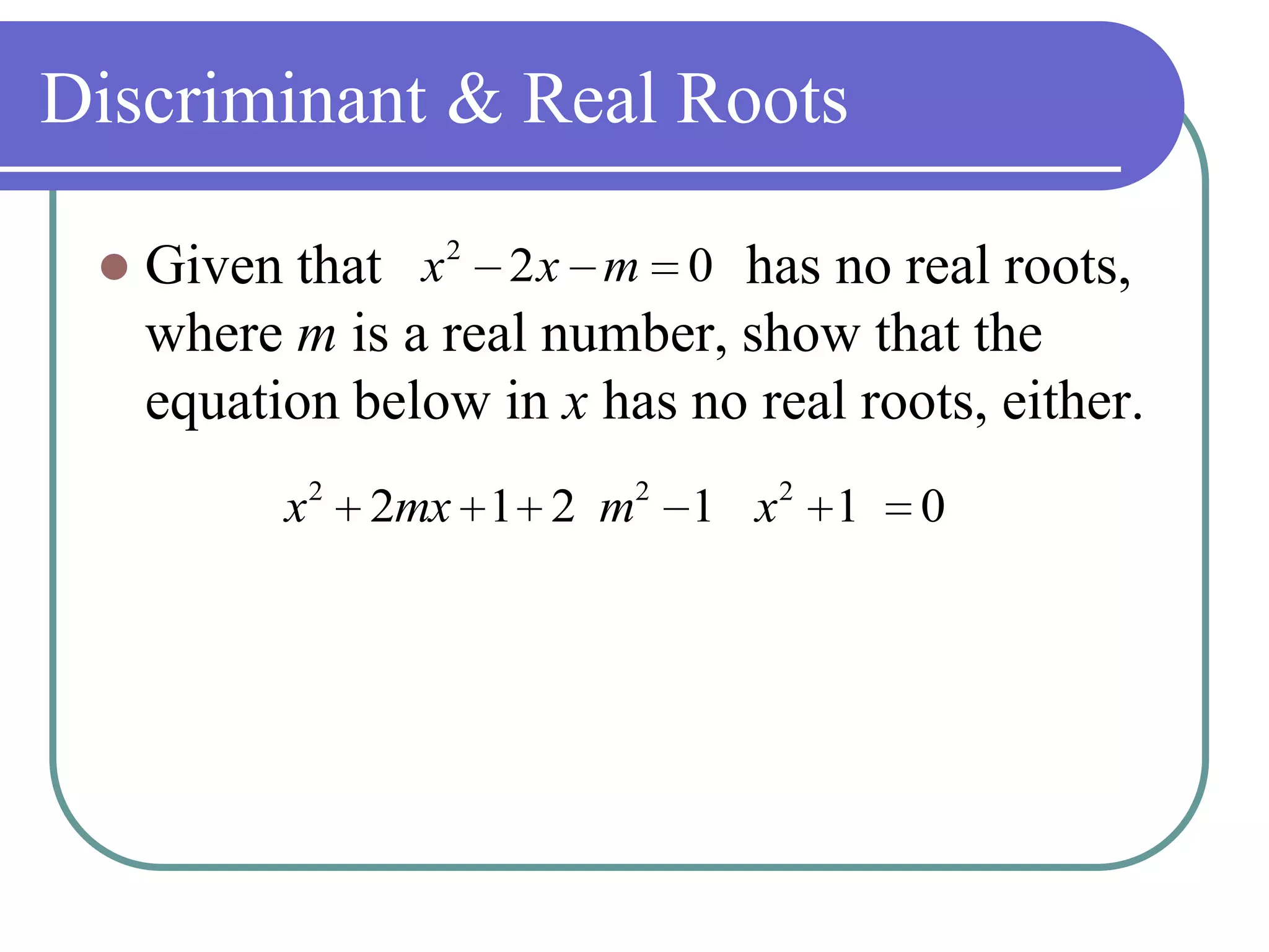 Application of discriminant | PPSX