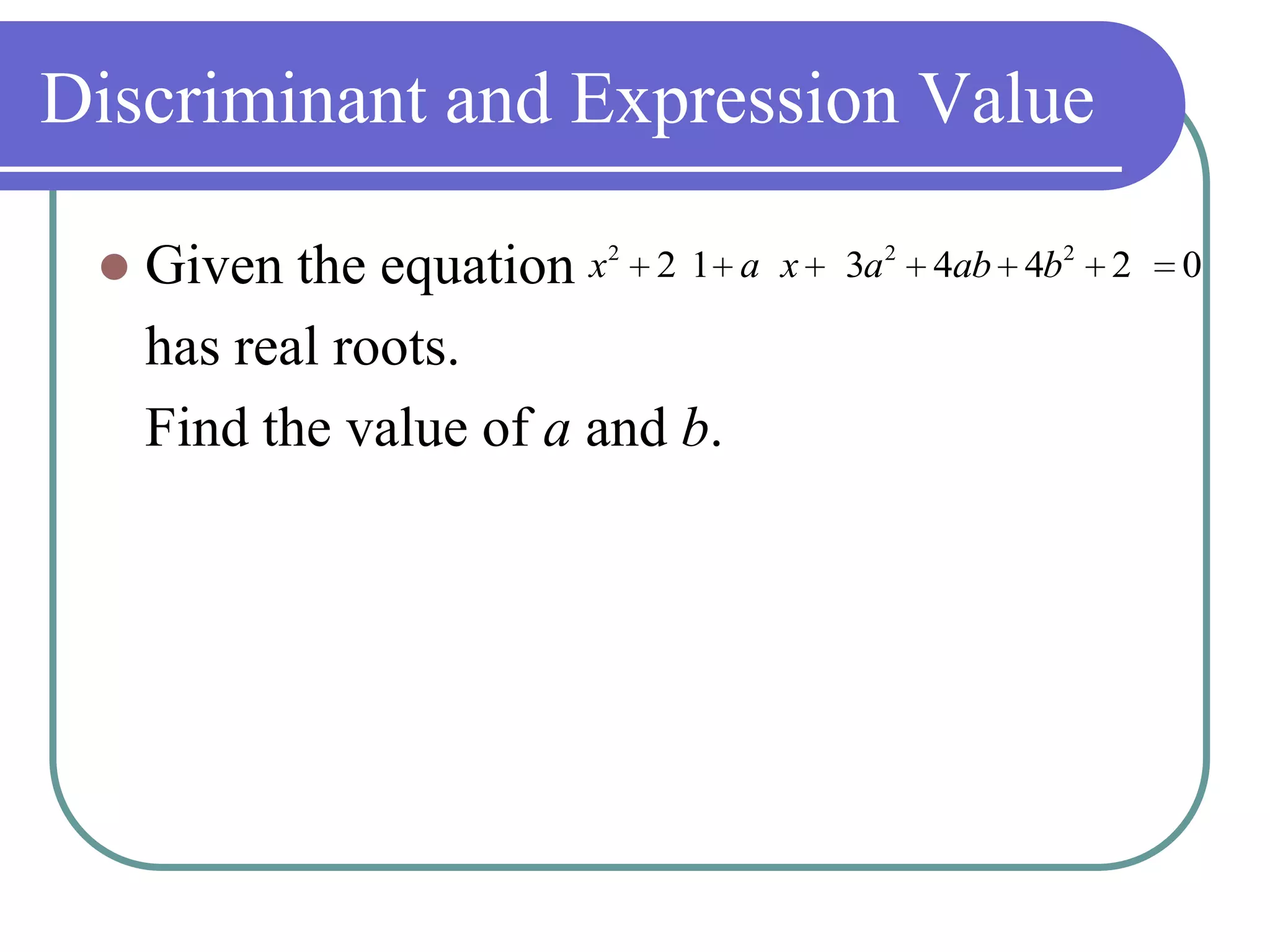 Application of discriminant | PPSX
