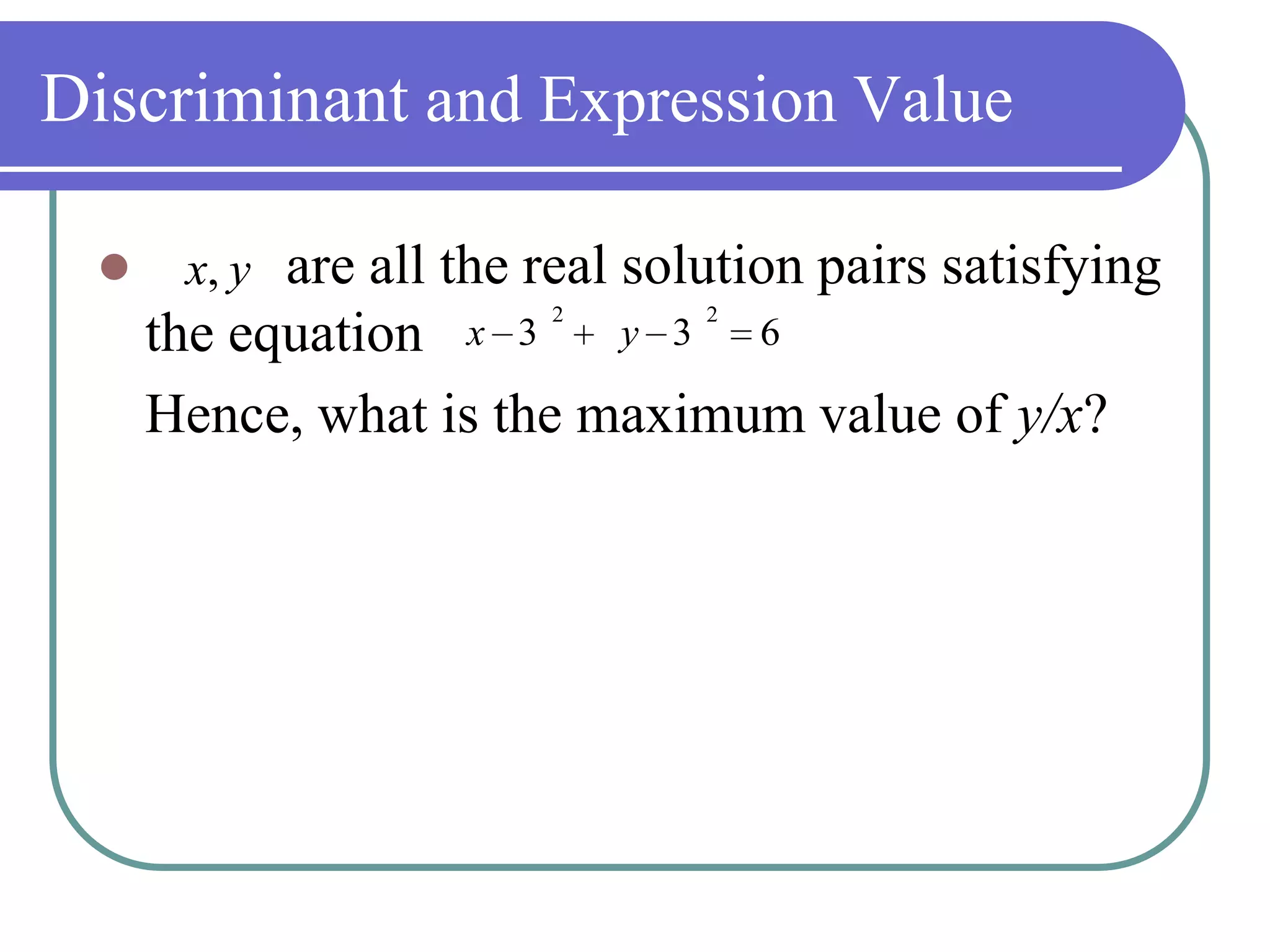 Application of discriminant | PPSX