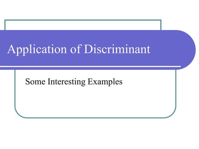 Application of discriminant | PPSX