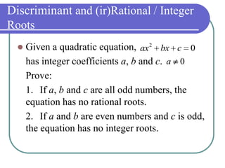 Application of discriminant | PPSX