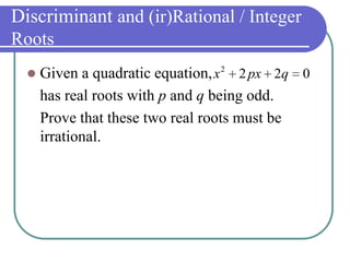 Application of discriminant | PPSX