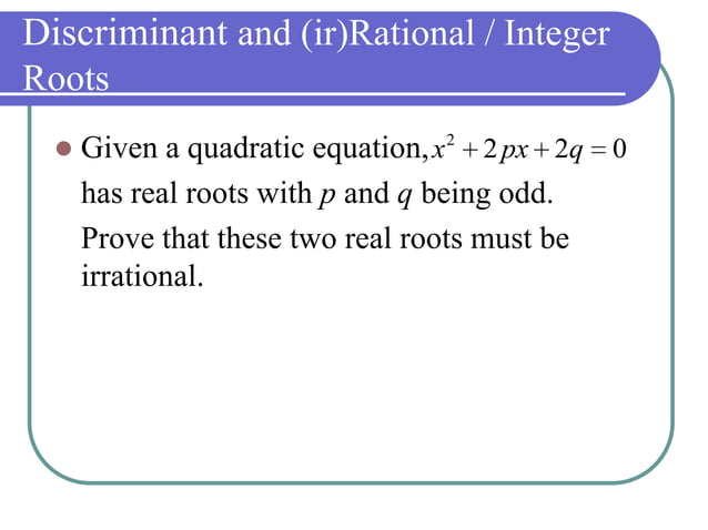 Application of discriminant | PPSX