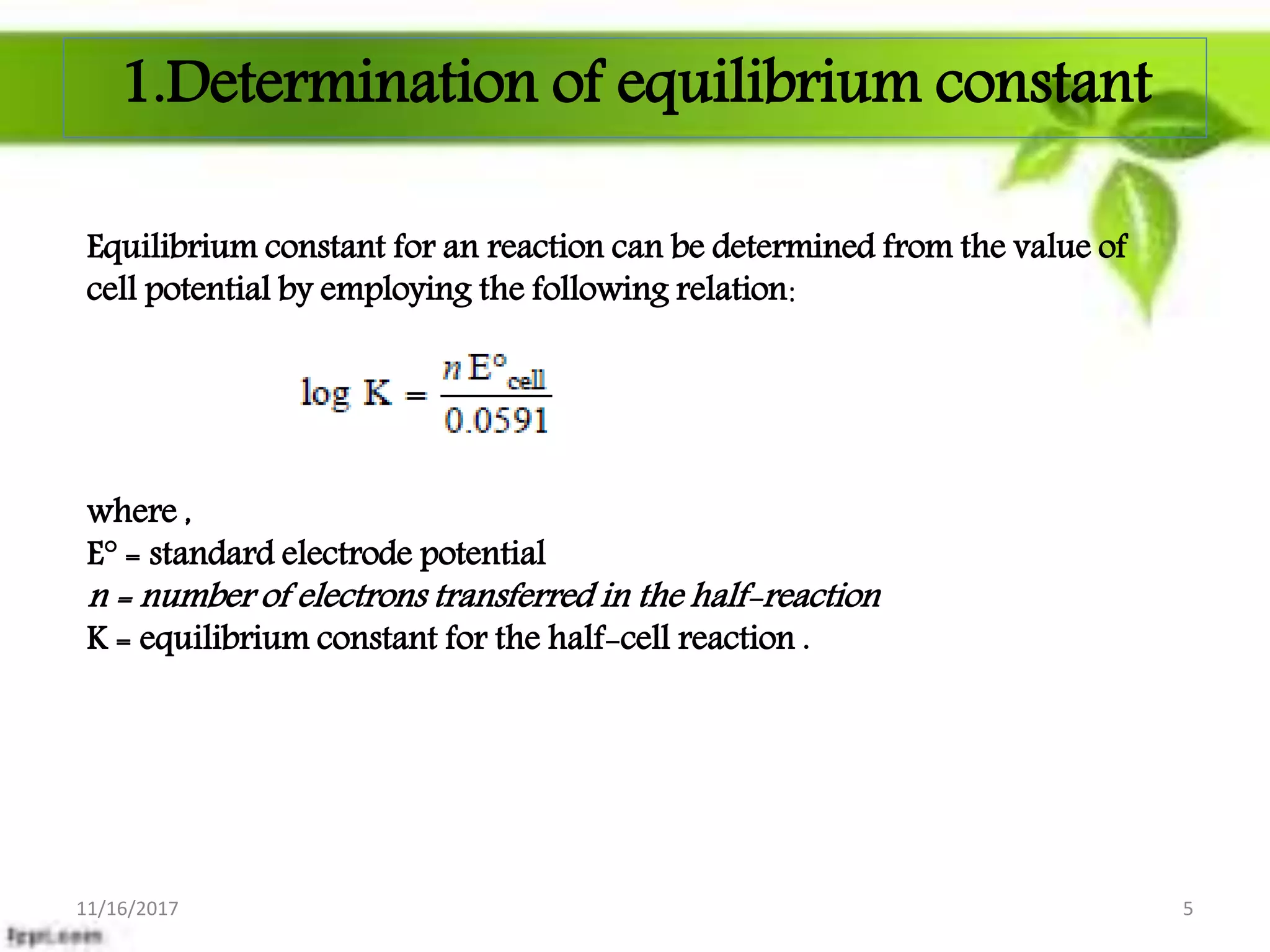 Application of e.m.f measurement | PPTX
