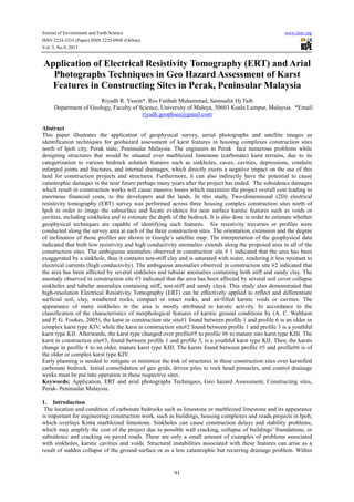 Application of electrical resistivity tomography (ert) and arial photographs techniques in geo ...