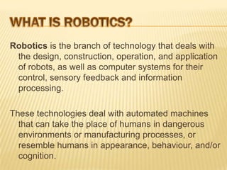 Application of electric and electronic drives in robotics | PPTX