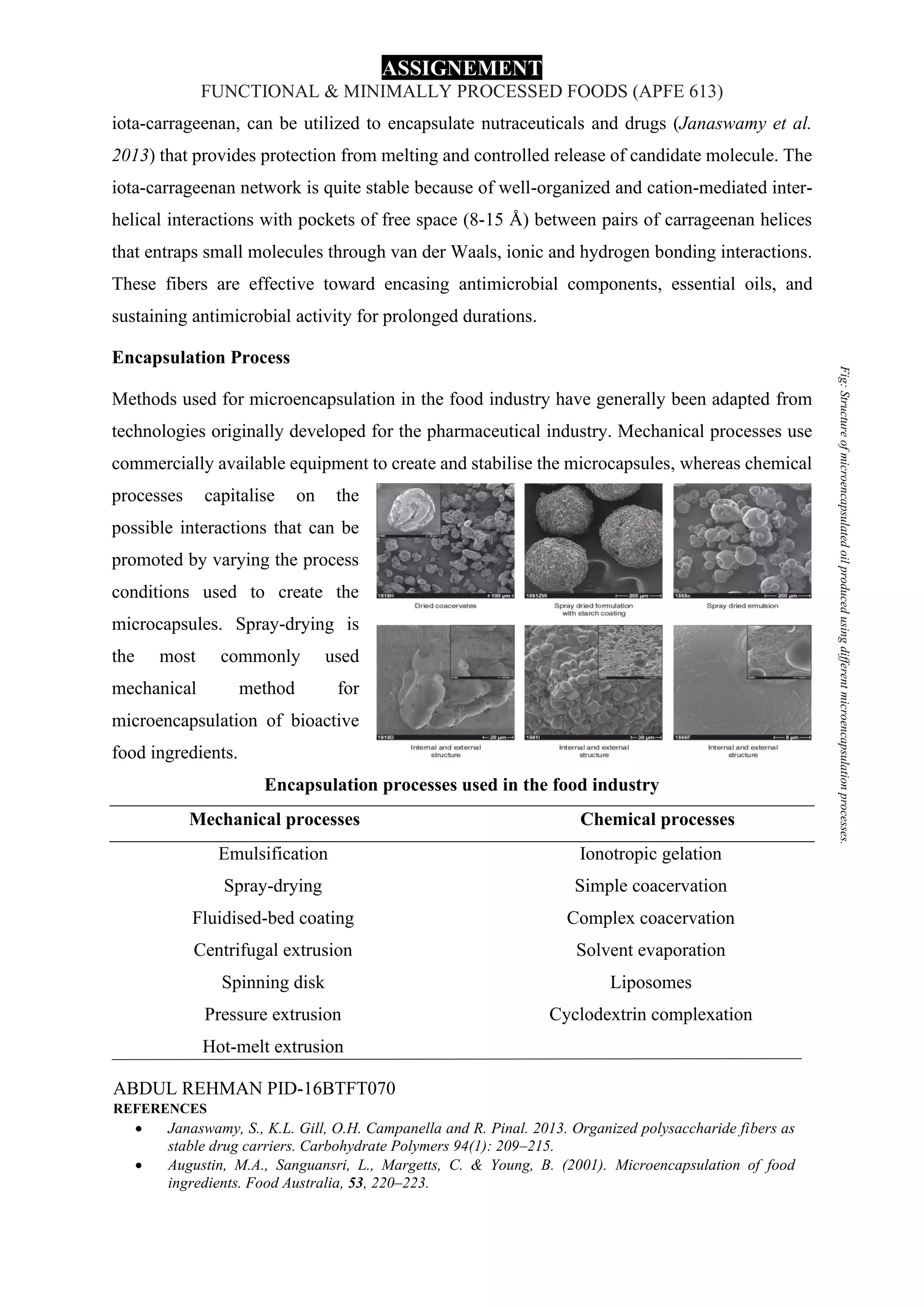Application of encapsulation technique on antimicrobials | Food ...