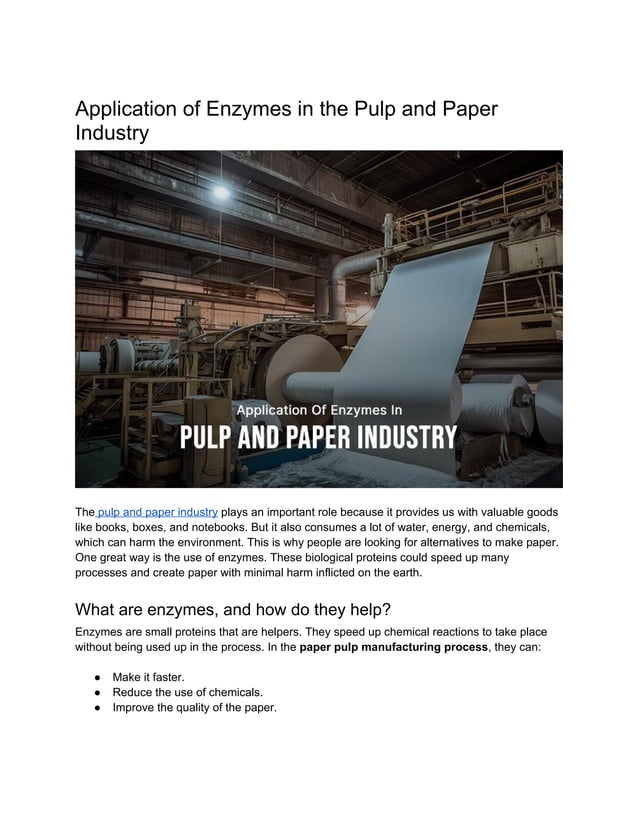 Enzyme Applications in the Pulp & Paper Industry | DOCX