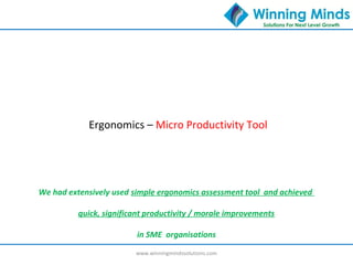 Application of ergonomics for SME workplace productivity and safety ...