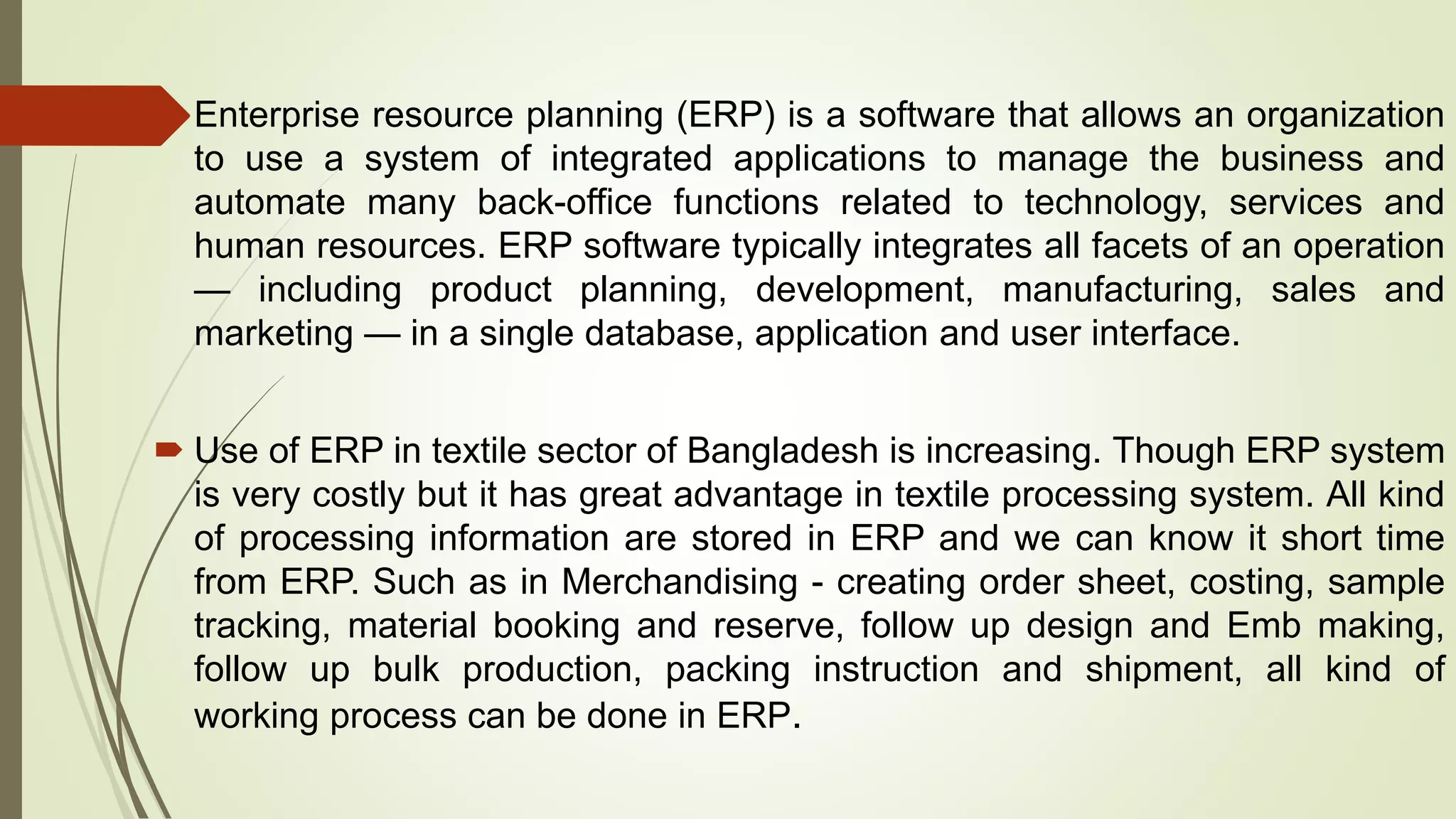 Application of ERP in garments merchandising | PPT