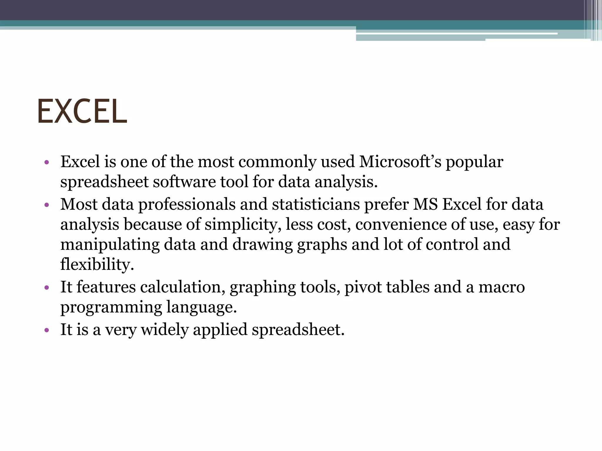 Application of excel and spss programme in statistical | PPTX