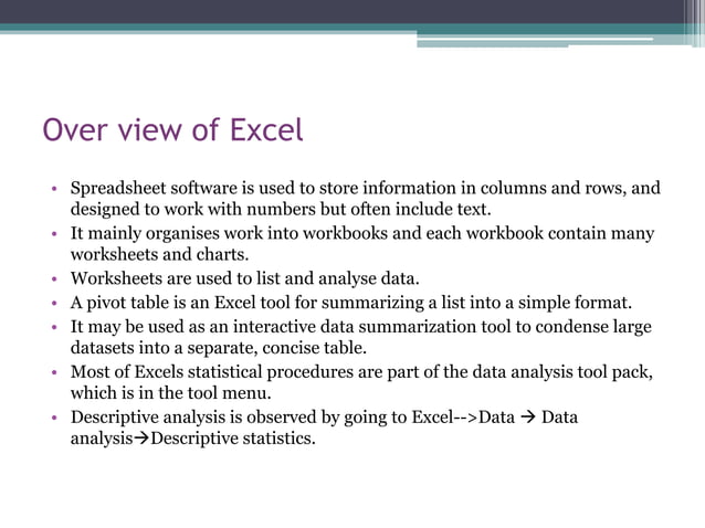 Application of excel and spss programme in statistical | PPTX