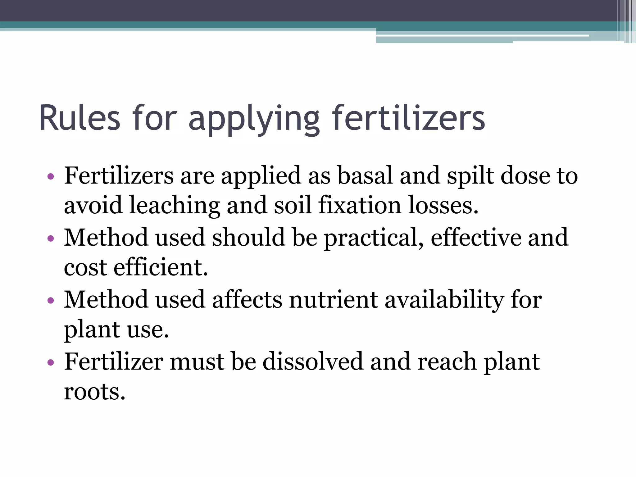 Application of fertilizers and calculation of fertilizers dose | PPTX