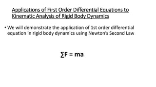 APPLICATION OF FIRST ORDER DIFFERENTIAL EQUATIONS IN MECHANICAL.pptx | Free Download