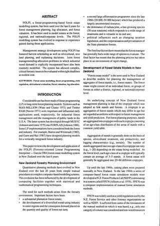 Application of folpi a linear programming estate modelling system for forest management planning ...