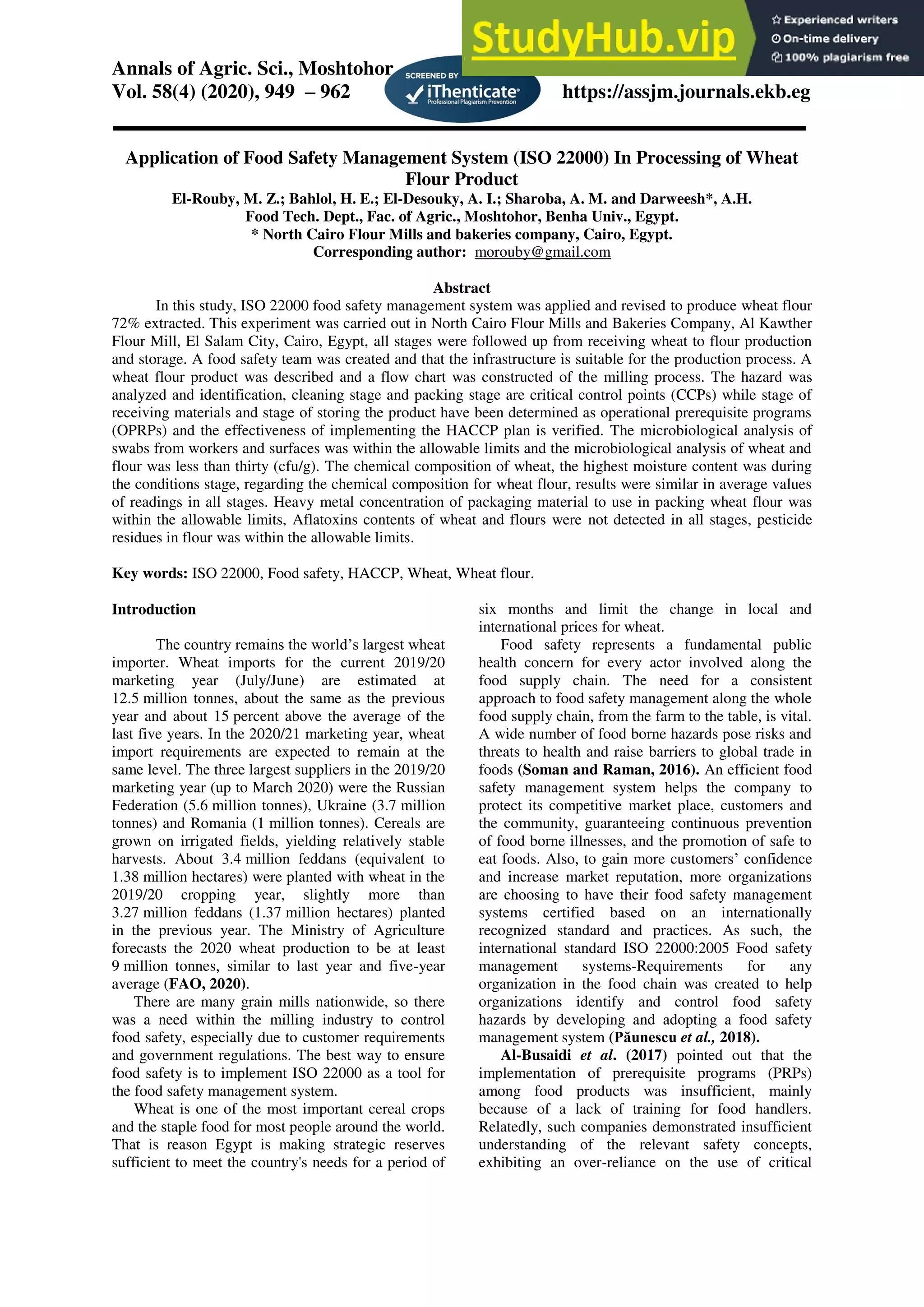 Application Of Food Safety Management System (ISO 22000) In Processing ...
