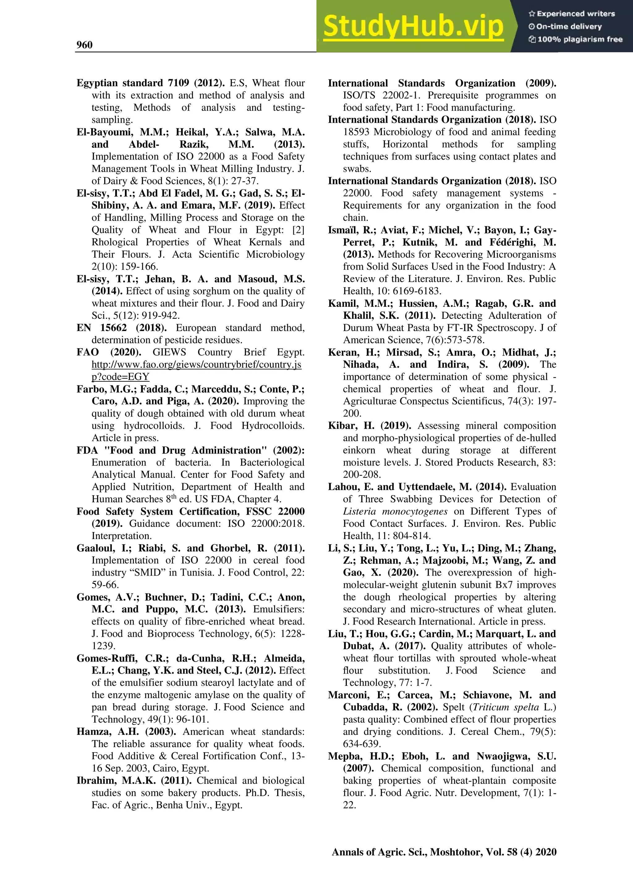 Application Of Food Safety Management System (ISO 22000) In Processing Of Wheat Flour Product | PDF