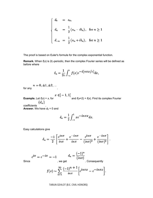 Application of fourier series to differential equations | PDF