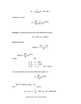 Application of fourier series to differential equations | PDF