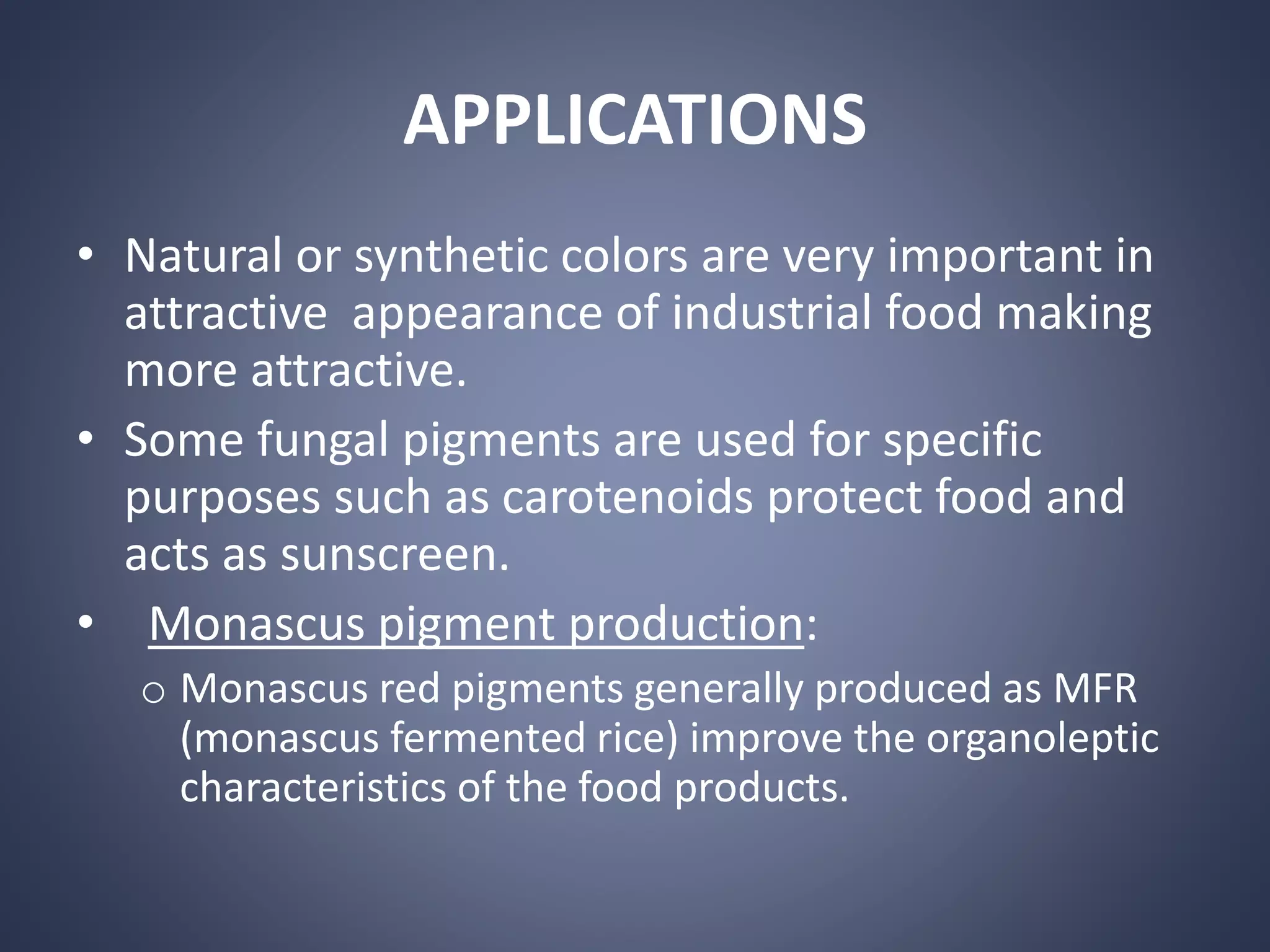 Application of fungal pigments in food industry | PPTX