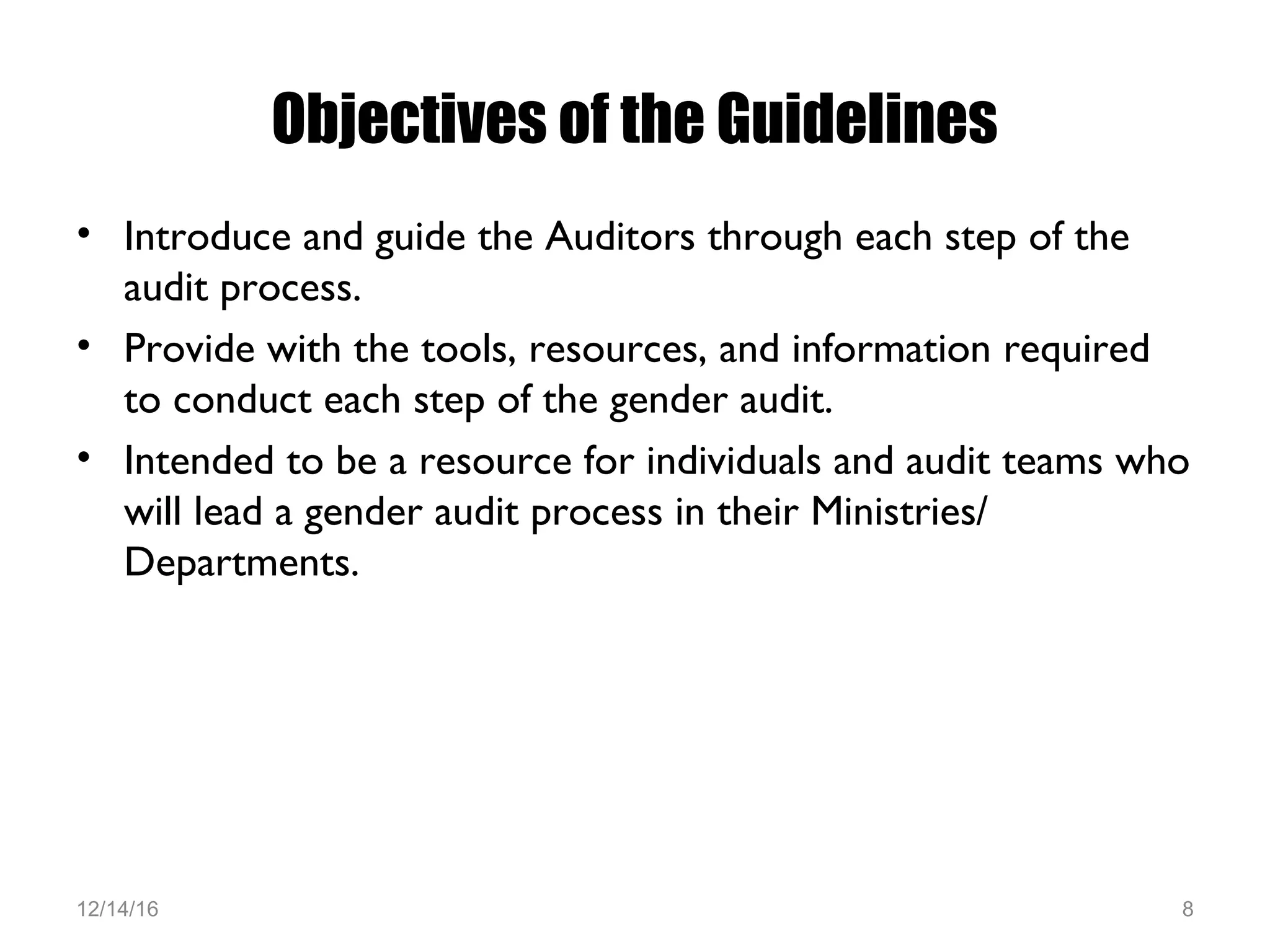 Application of Gender Audit | PPT