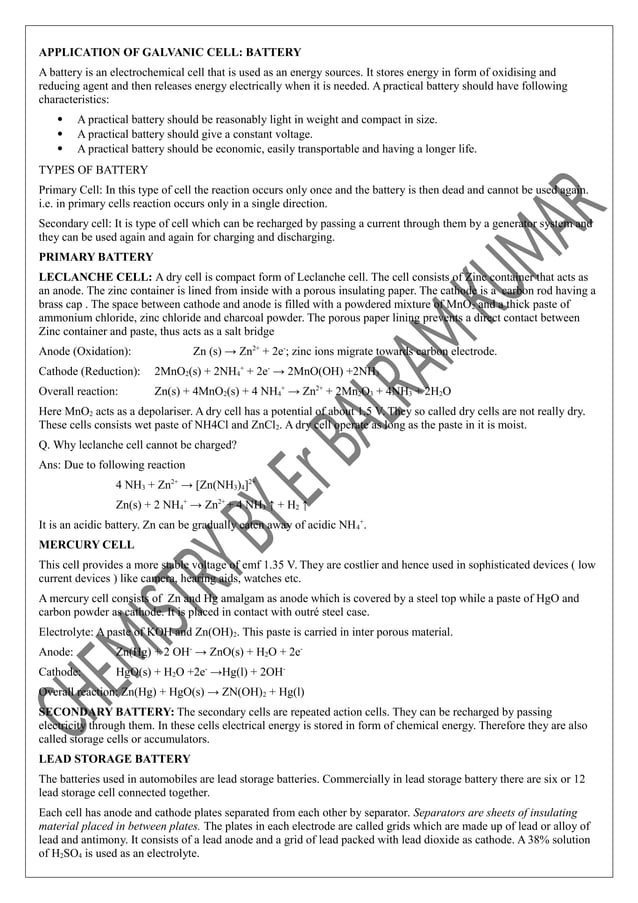 Application of galvanic_cell | PDF