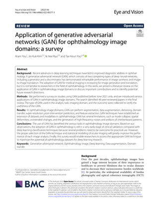Application of generative adversarial networks (GAN) for ophthalmology ...