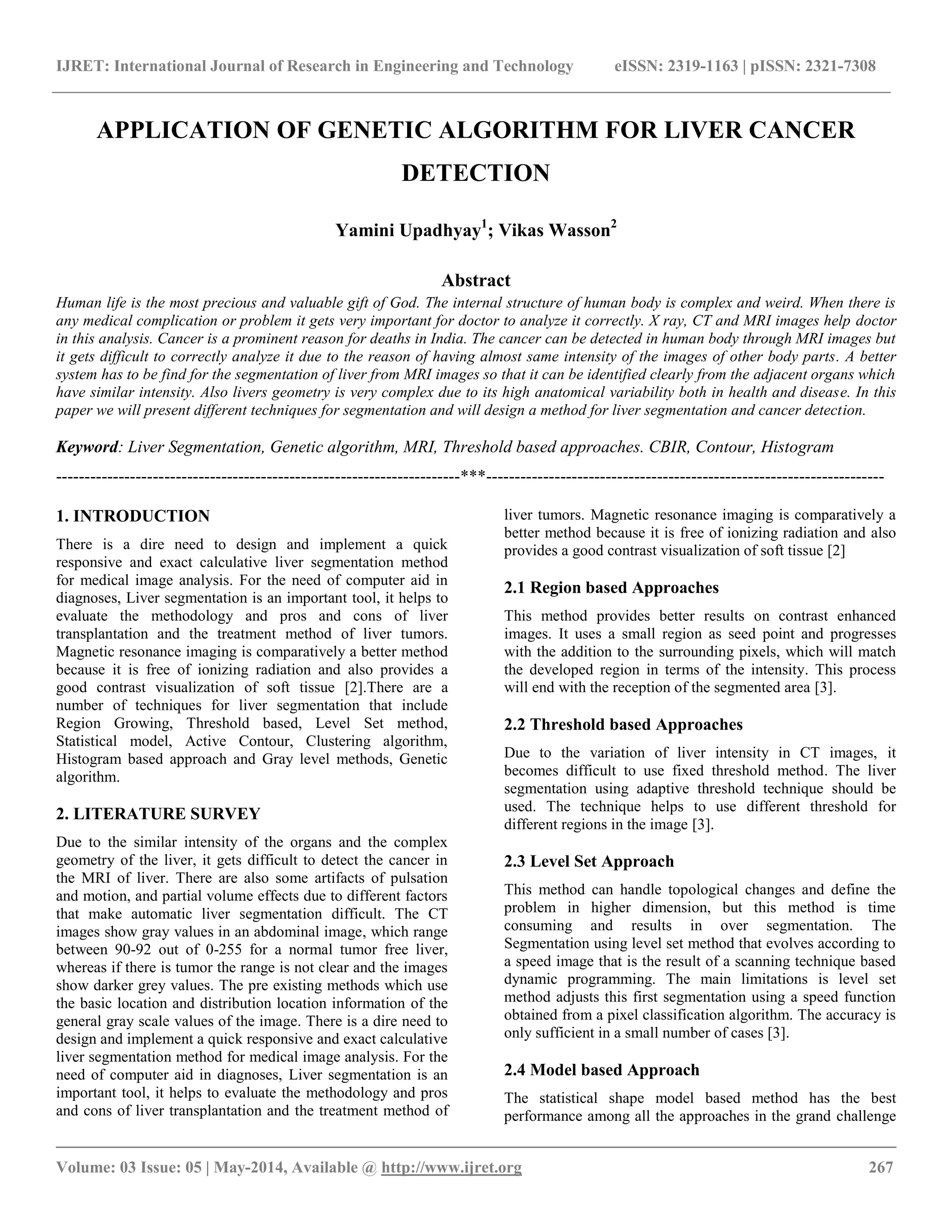 Application Of Genetic Algorithm For Liver Cancer Detection Pdf