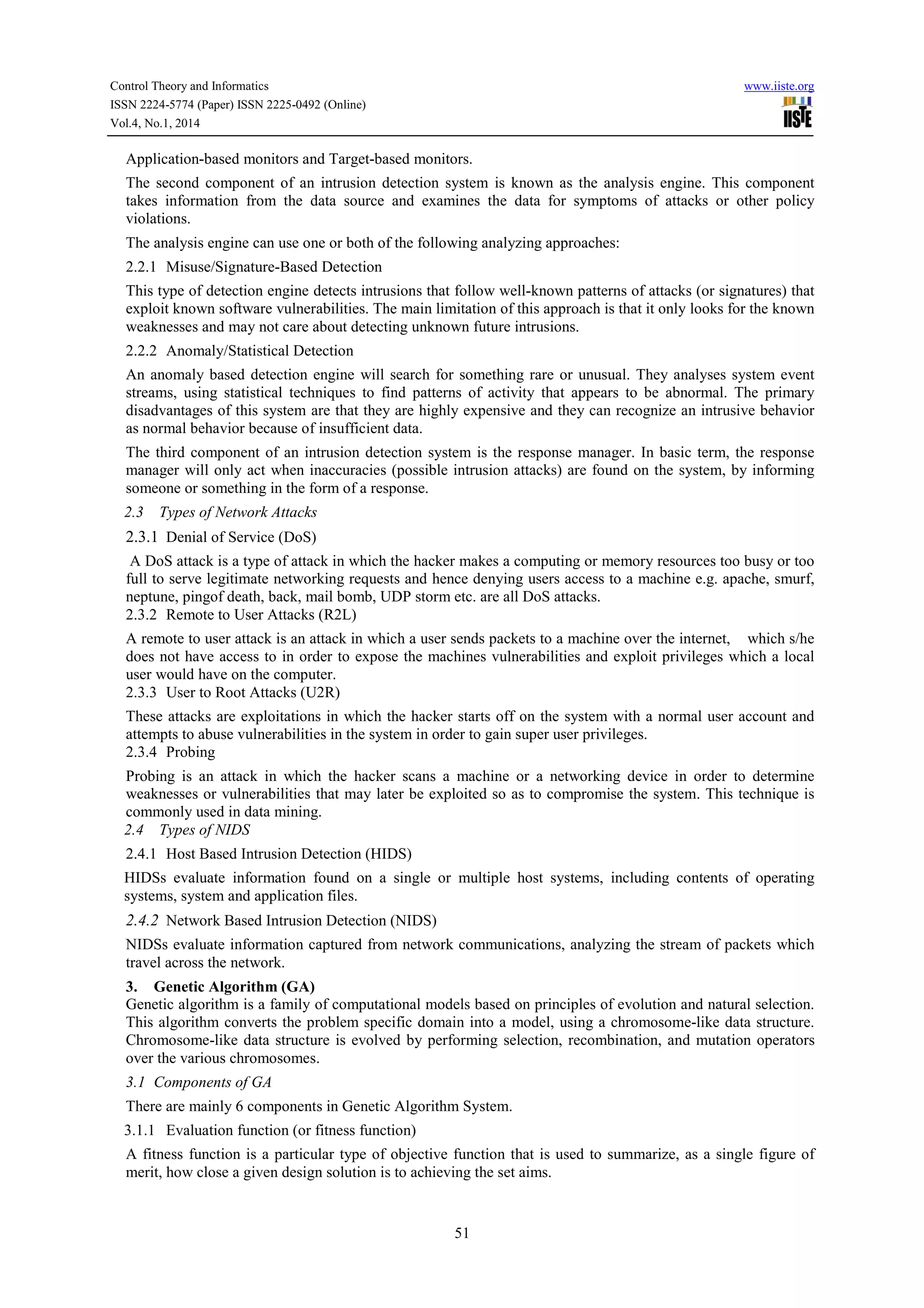 Application Of Genetic Algorithm In Intrusion Detection System Pdf