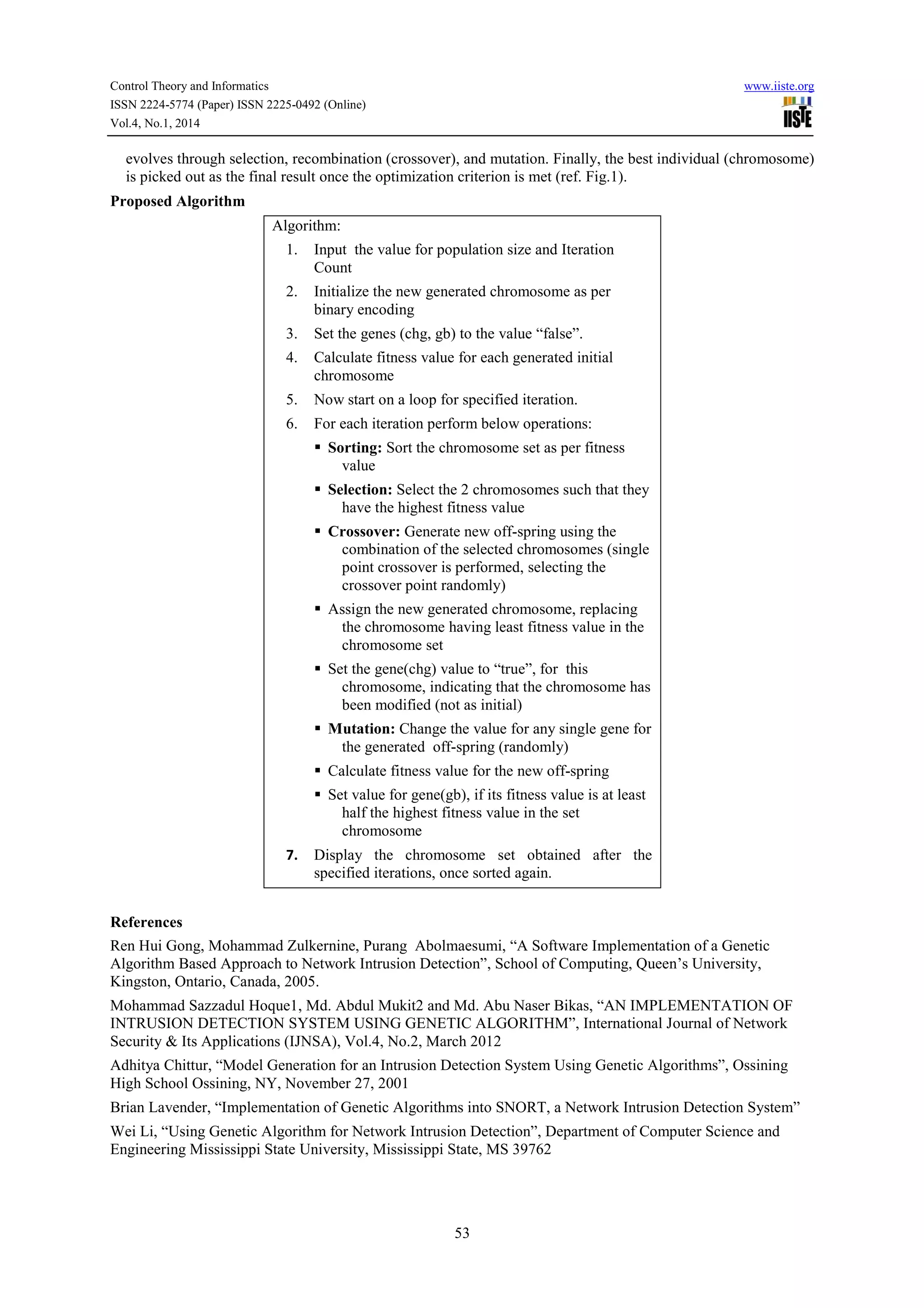 Application Of Genetic Algorithm In Intrusion Detection System Pdf