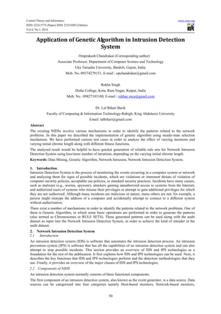 Application of genetic algorithm in intrusion detection system | PDF