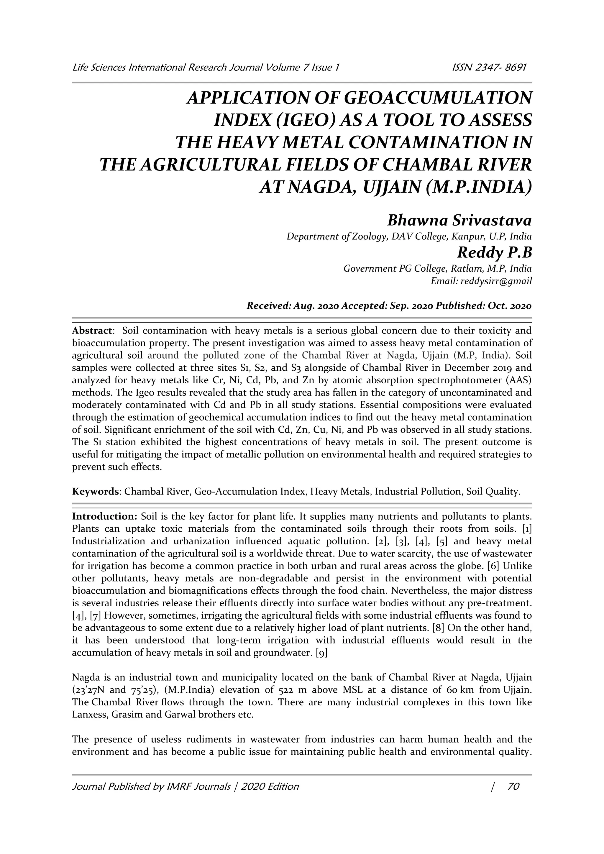 Application of geoaccumulation | PDF