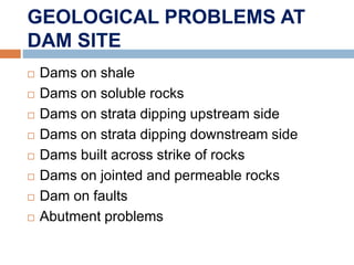Application of Geology to Civil Engineering Works: Dam | PPT
