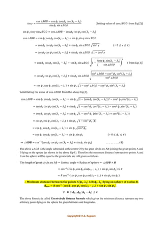 Derivation of great-circle distance formula using of HCR's Inverse ...