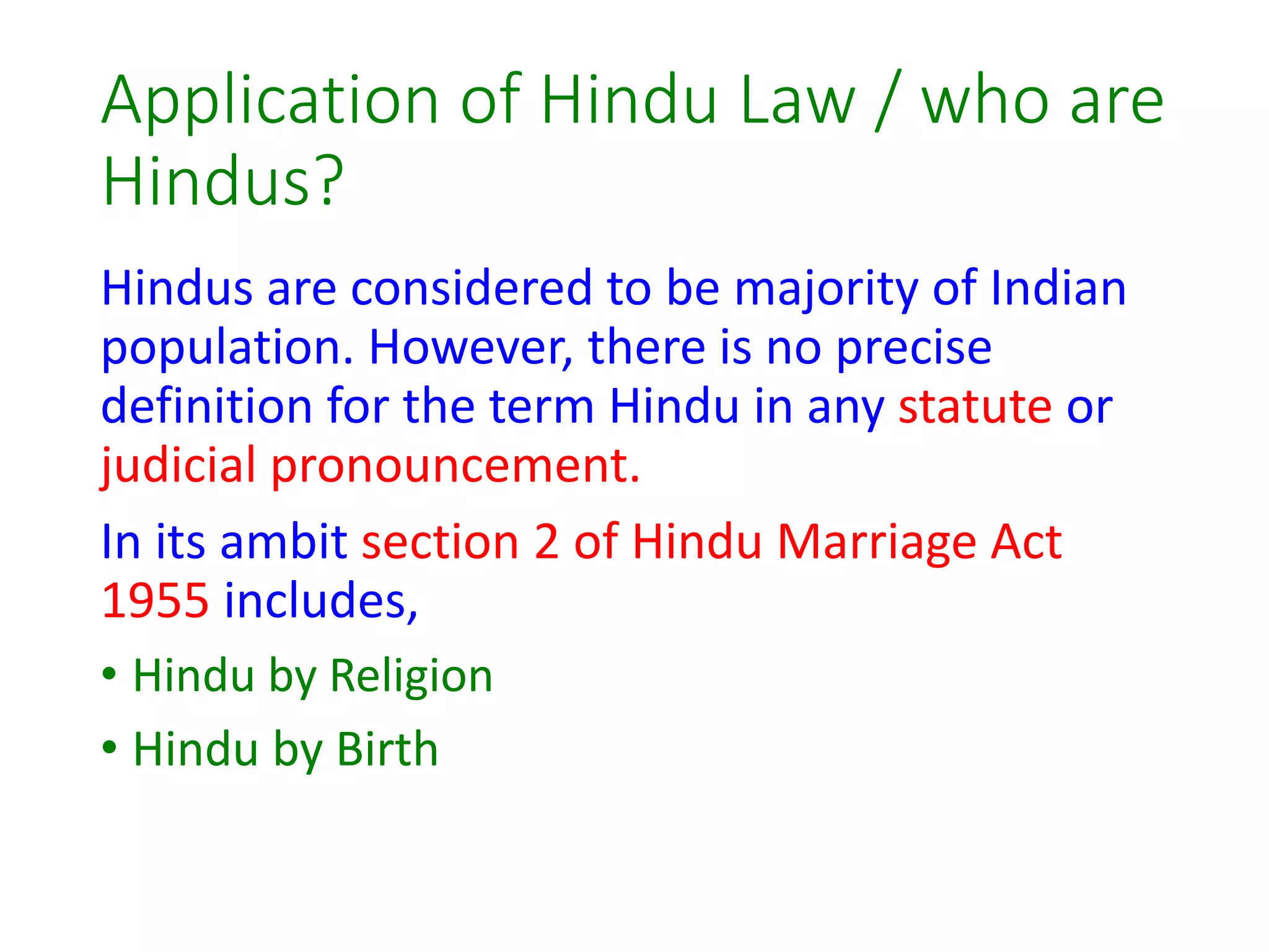 Application of Hindu Law | PPTX
