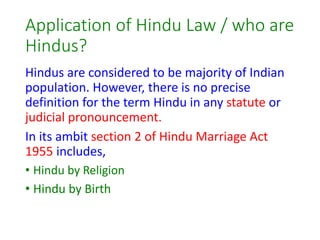 Application of Hindu Law | PPTX