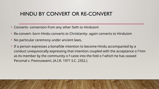 APPLICATION OF HINDU LAW in relation to the hindu marriage act | PPTX