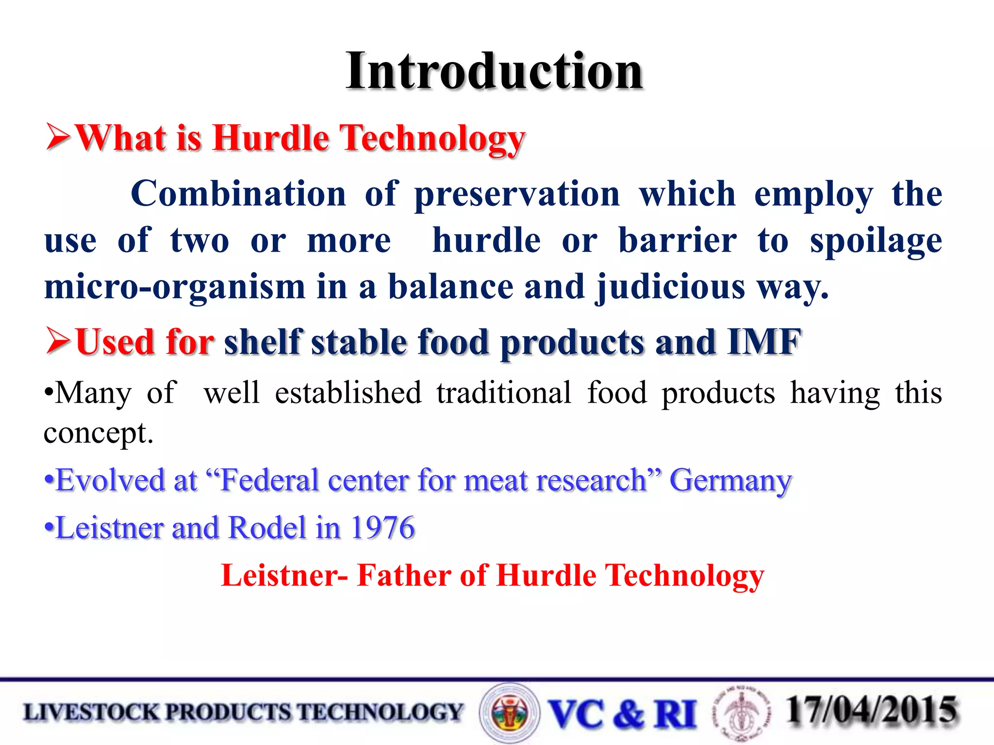 Application of hurdle technology in poultry meat processing ...