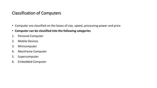 Application of ICT 2ndLec classification of computers.pptx | Free Download