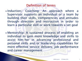 APPLICATION OF INDUCTION, COACHING AND MENTORSHIP.pptx