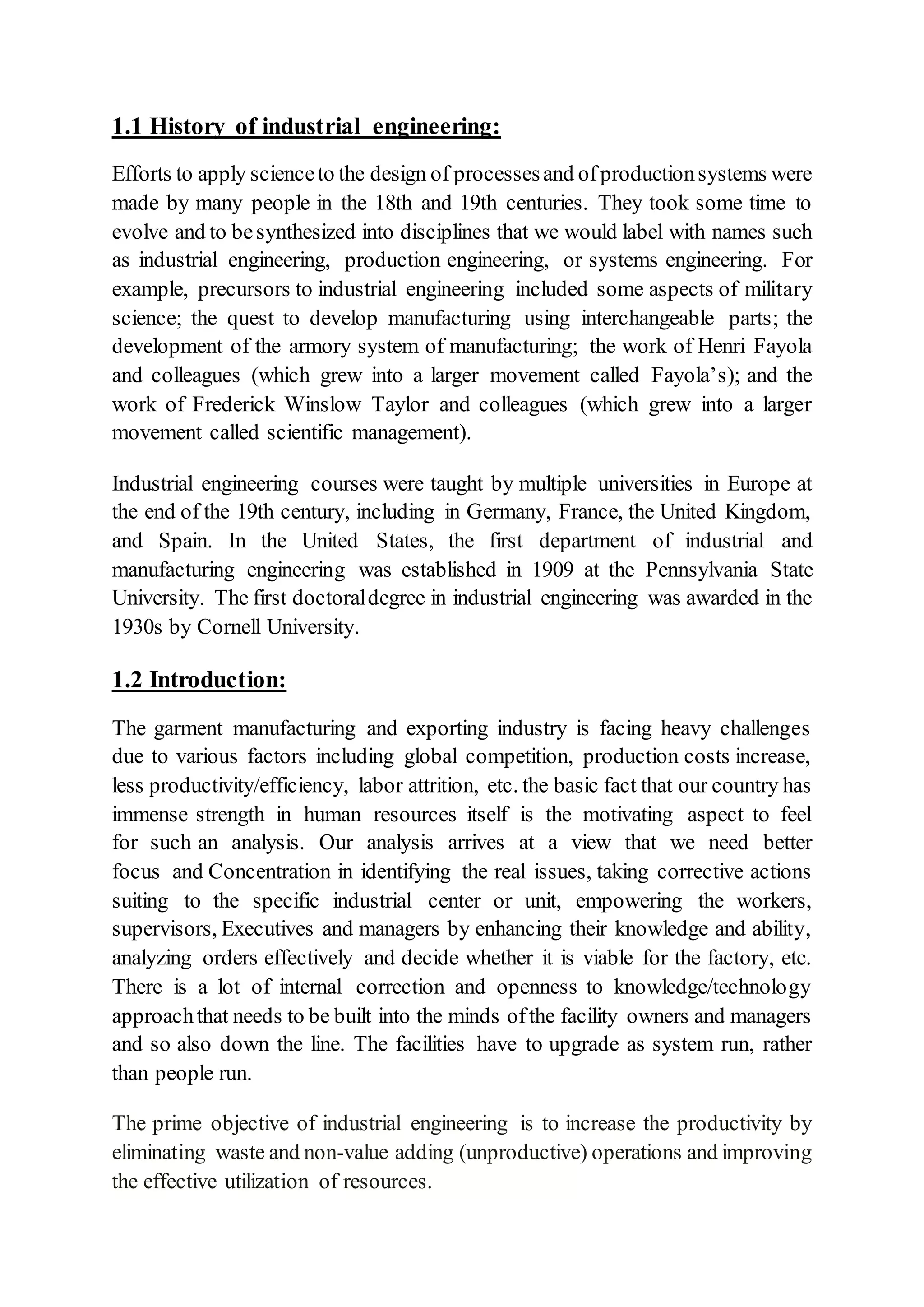 Application of industrial engineering techniques in garments production ...