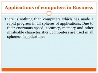 Application of information technology in different areas | PPTX