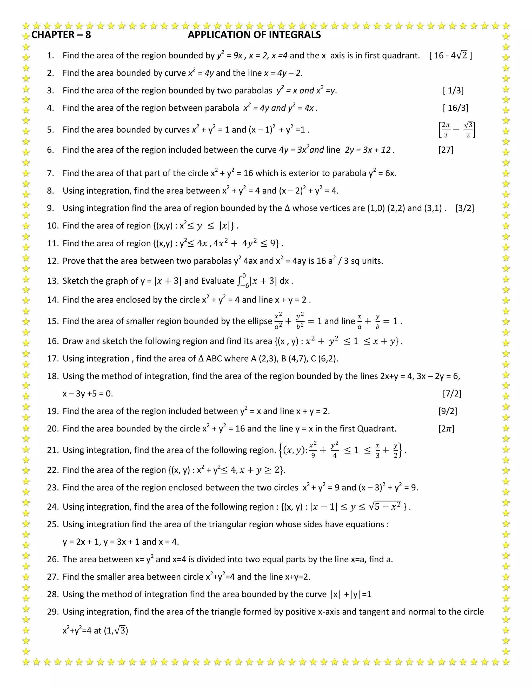 Application of integrals | PDF