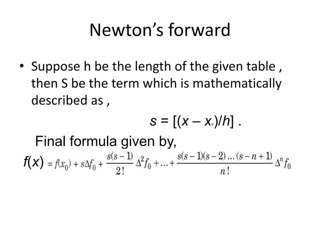 Application of interpolation and finite difference | PPTX