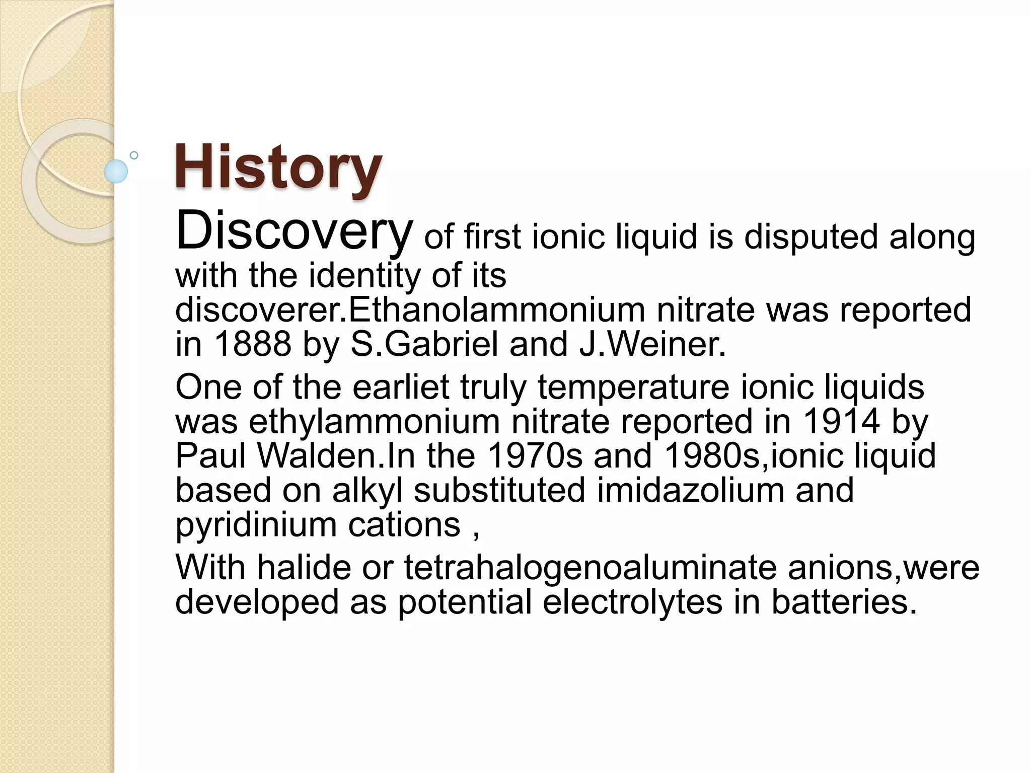 Application of ionic liquids in pharmaceuticals | PPTX