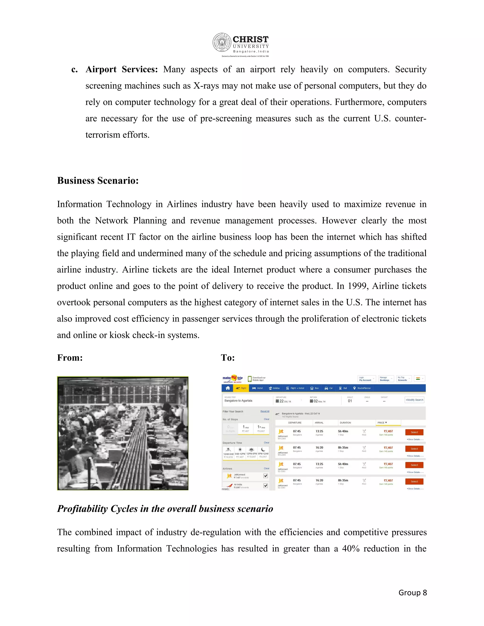 Application of it in the airlines sector | DOC