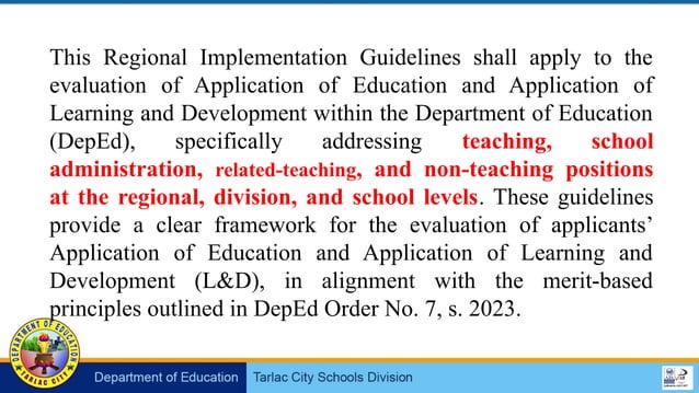 APPLICATION OF Learning and Development Policies | PPTX | Educational ...