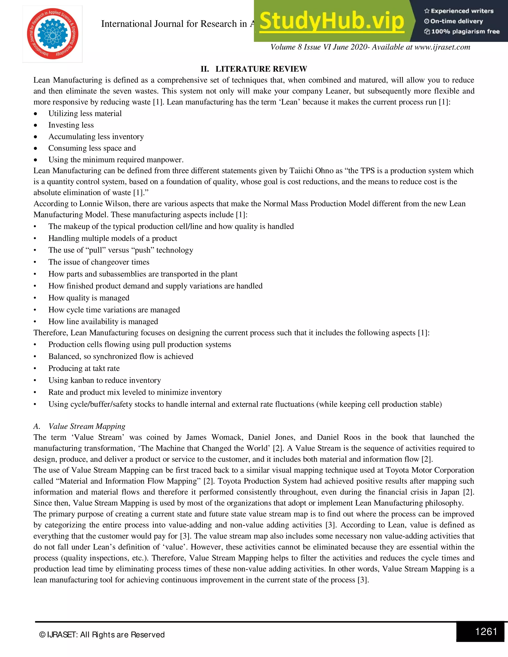 Application Of Lean Manufacturing Tools And Techniques A Case Study In A Manufacturing Industry ...