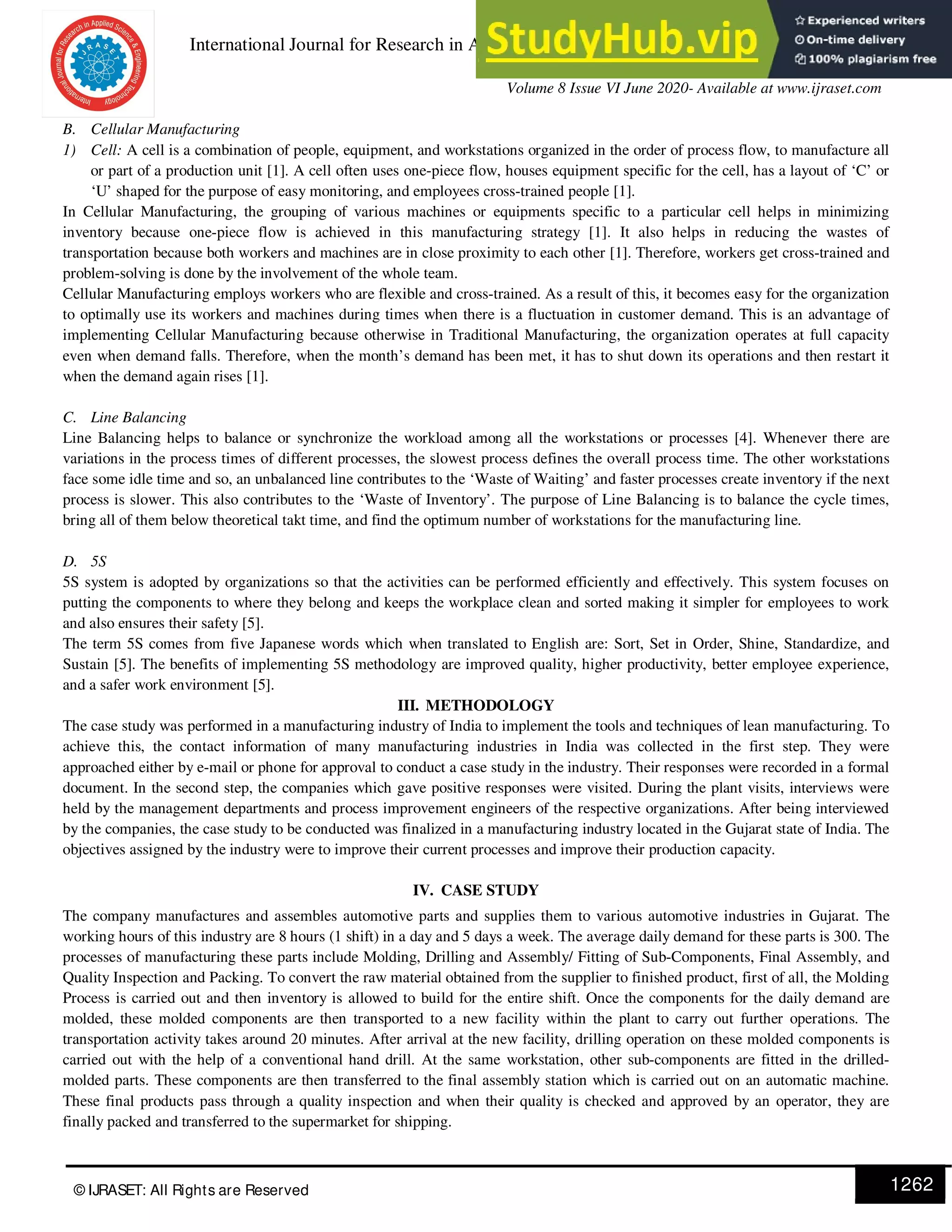 Application Of Lean Manufacturing Tools And Techniques A Case Study In ...
